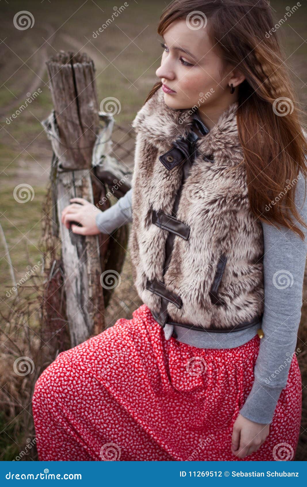 Woman in rural area stock photo. Image of pretty, fence - 11269512