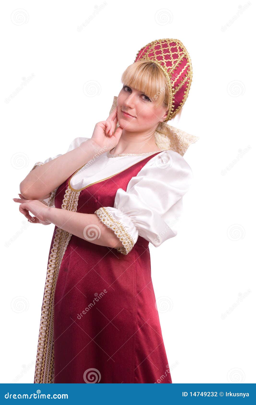 Woman in Russian Traditional Costume Stock Photo - Image of beautiful ...