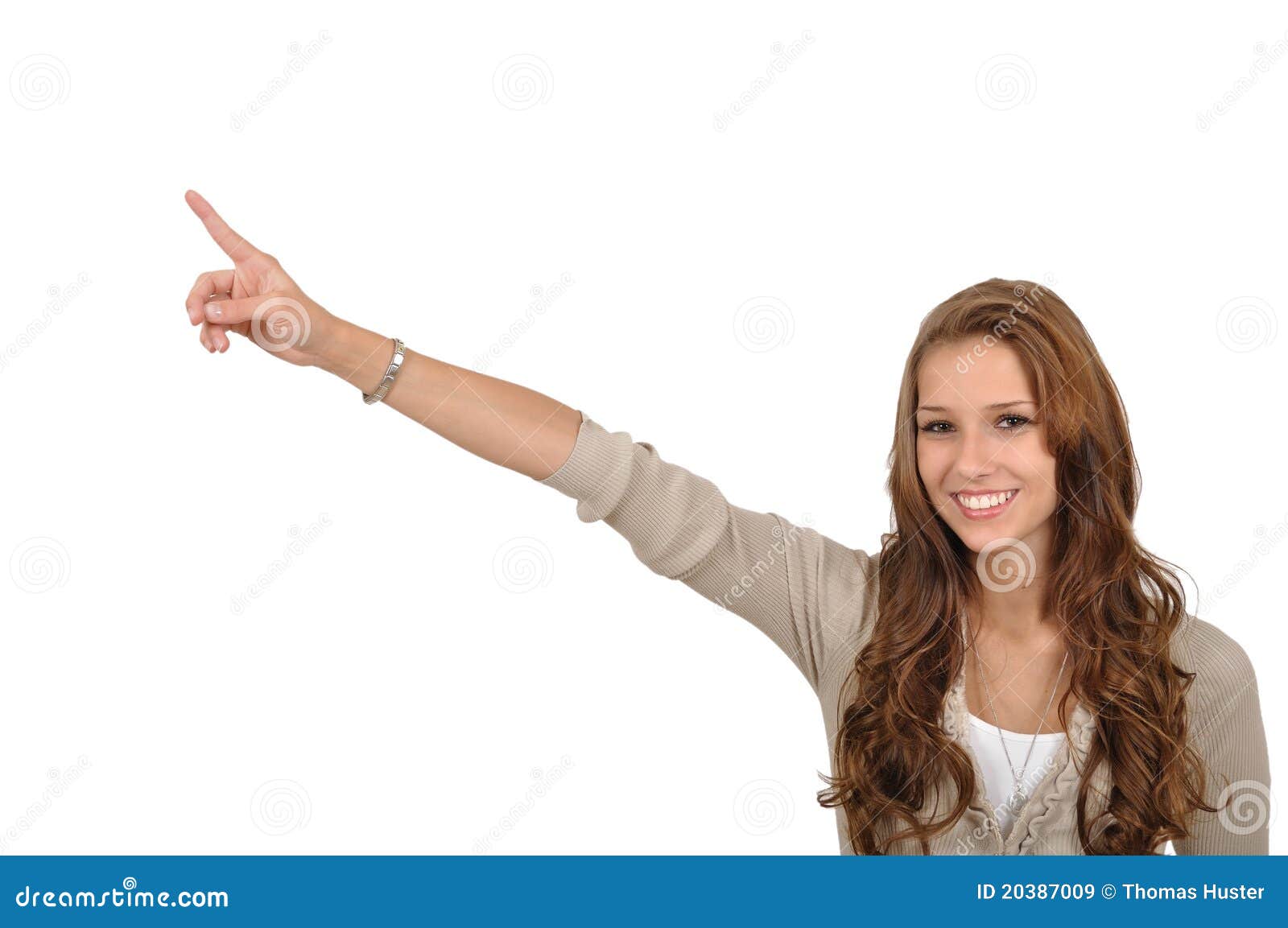 Female Reference Finger Pointing To Stock Photos - Free & Royalty-Free ...