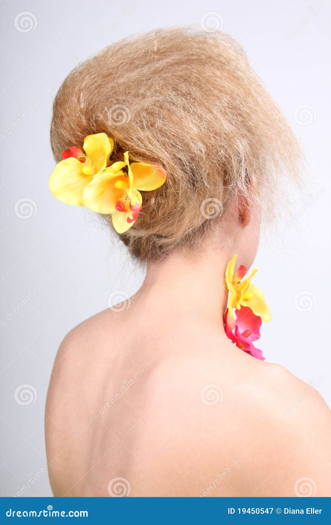 Woman S Back with Coiffure and Flowers Stock Image - Image of backs ...