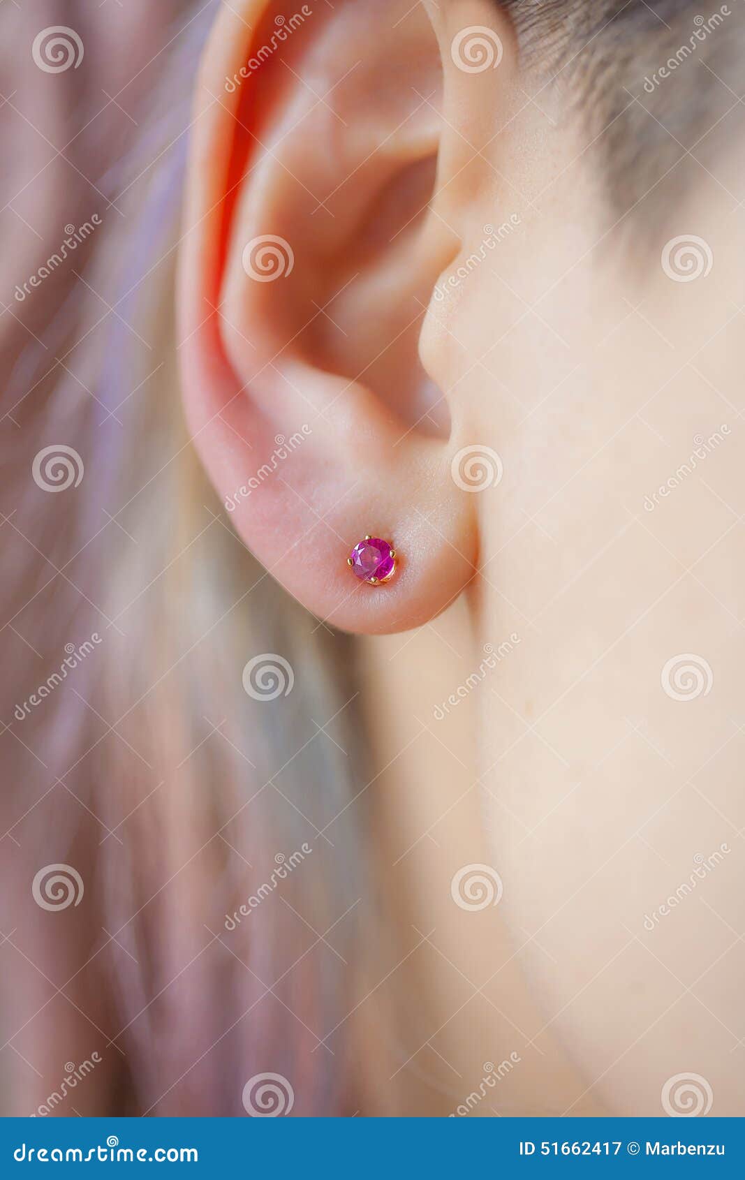 Woman s ear stock image. Image of swarovski, ruby, white - 51662417