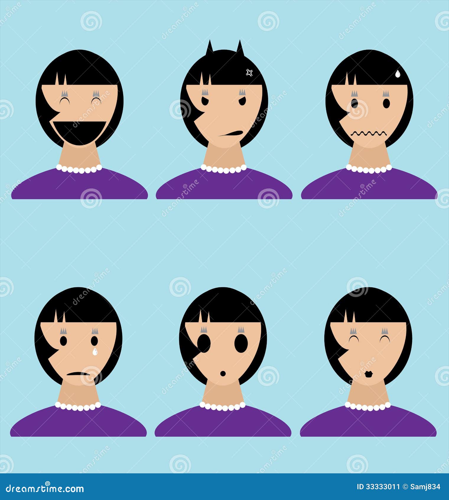 Womans Emotion Icons in Vector Stock Vector - Illustration of emotion ...