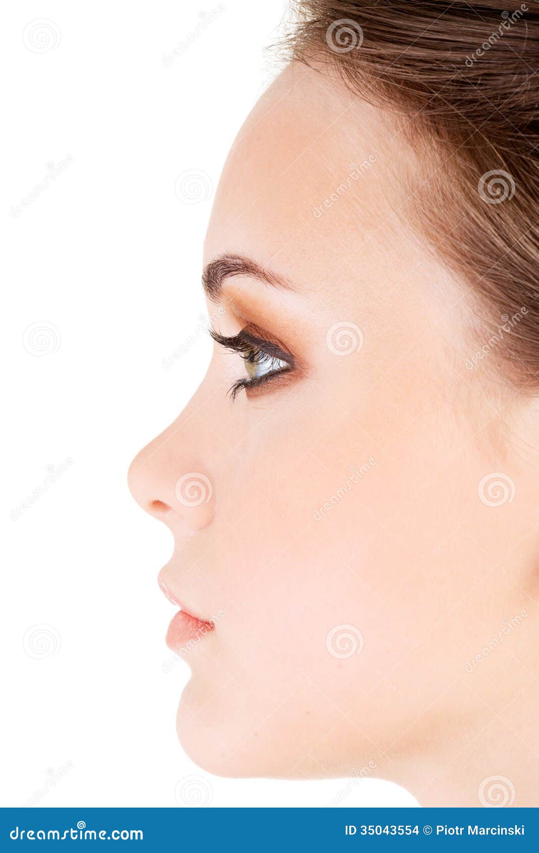 Woman s face closeup. stock photo. Image of copy, natural - 35043554