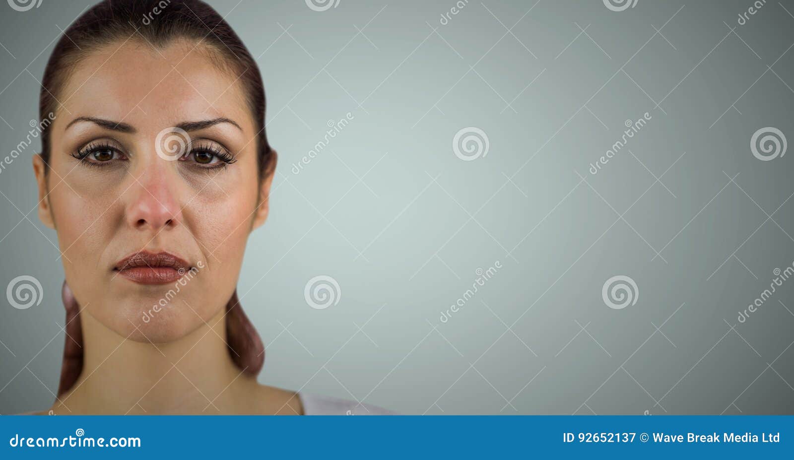 Woman`s Face after Crying Against Light Blue Background Stock Image ...