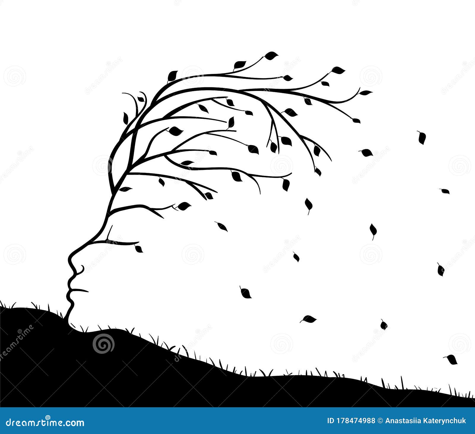 Woman`s Face in the Form of a Tree Stock Illustration - Illustration of ...