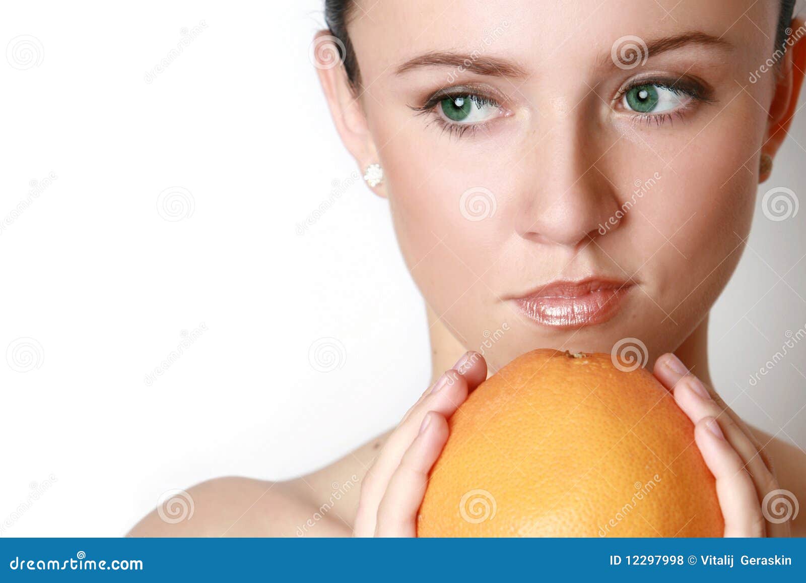 Woman S Face with Grapefruit Stock Photo - Image of attractive, face ...