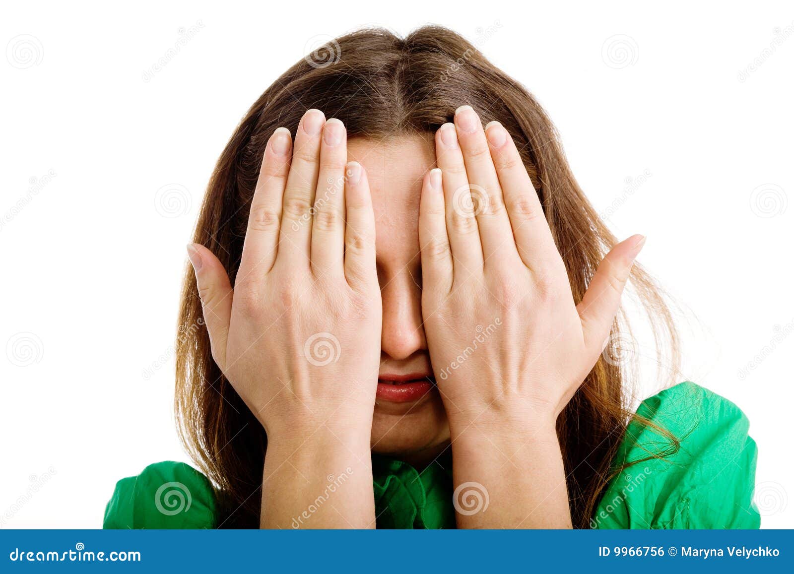 Woman S Face Hidden in Hands Stock Photo - Image of conversation ...