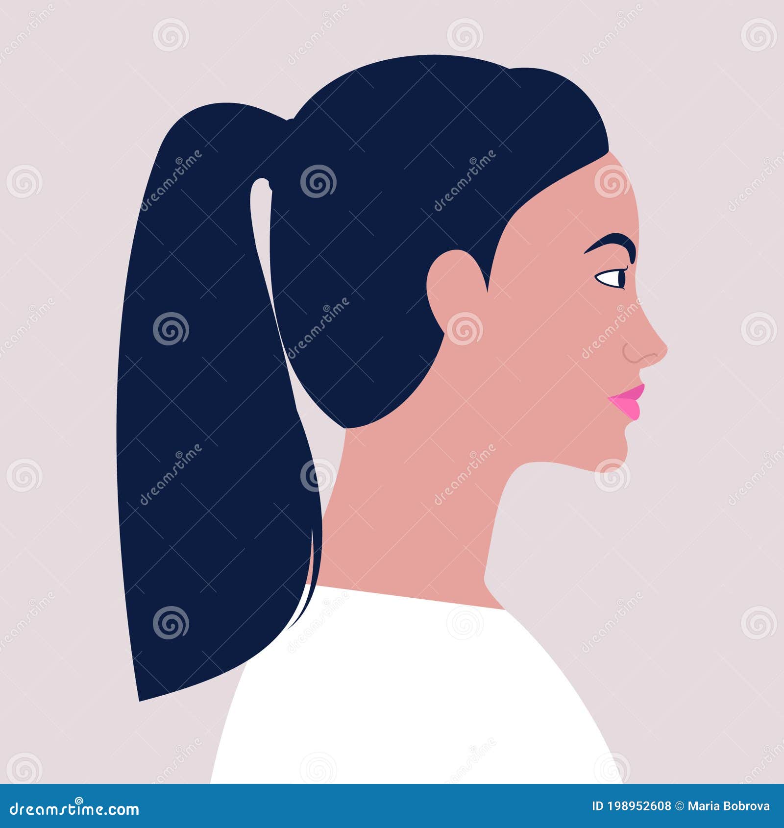 Face stock vector. Illustration of portrait, flat, woman - 198952608