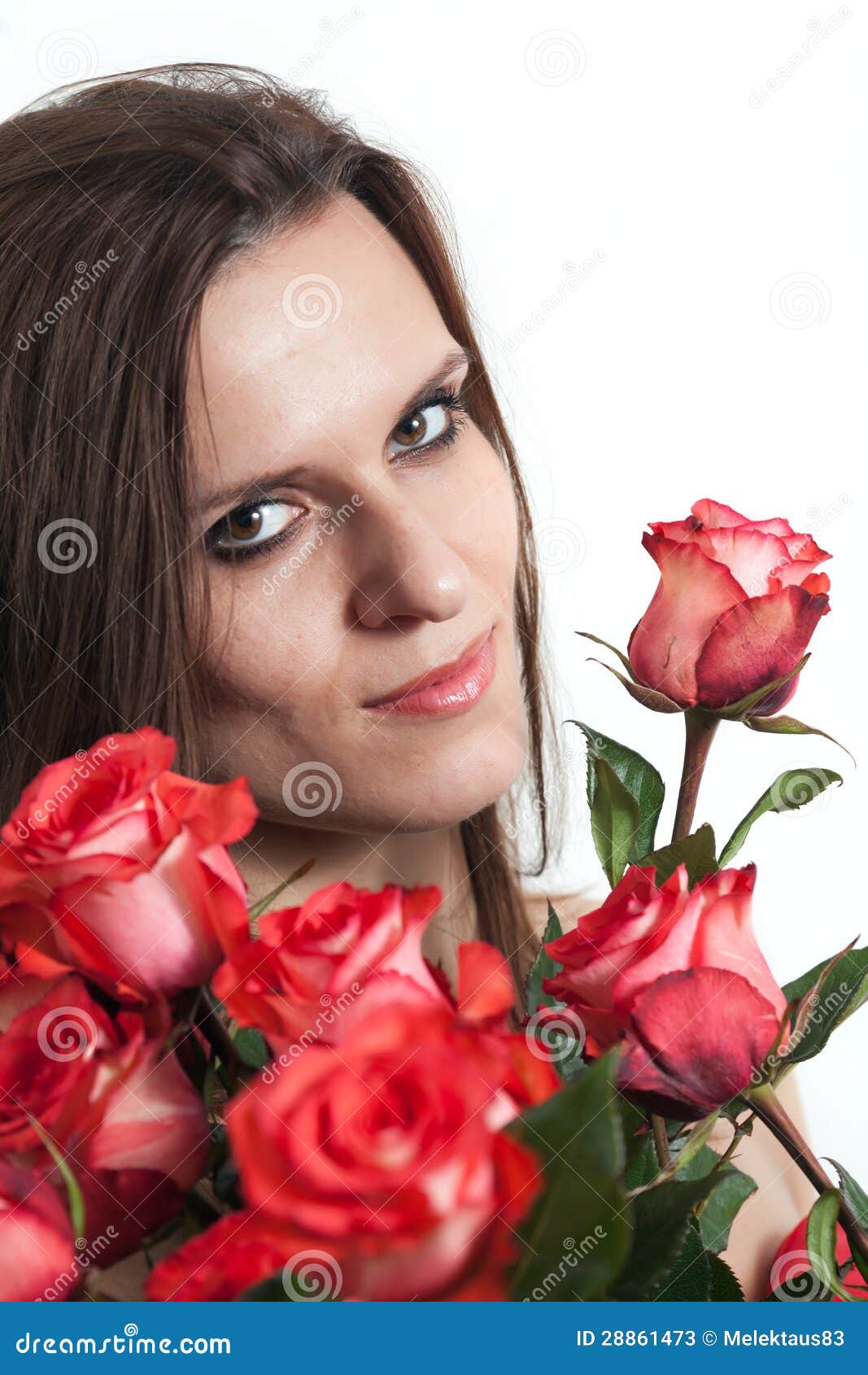 Woman s face and roses stock image. Image of young, female - 28861473