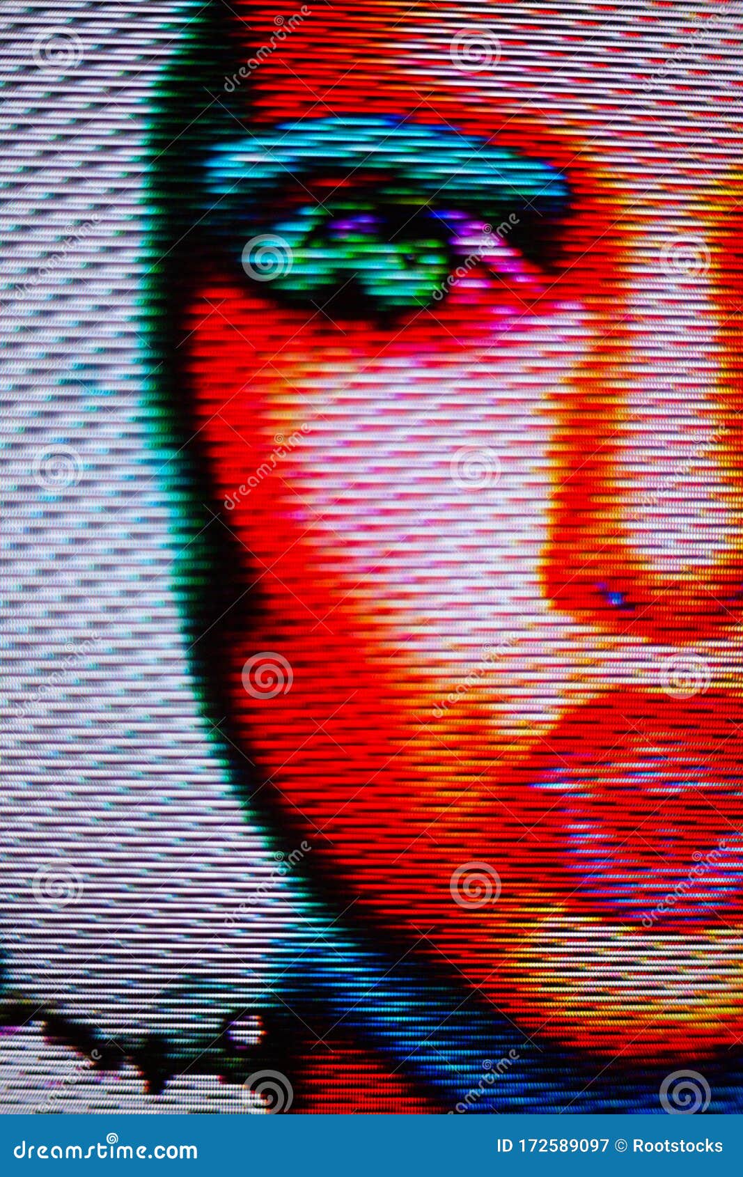 Woman`s Face on the Screen. Digital Artifacts Stock Image - Image of ...