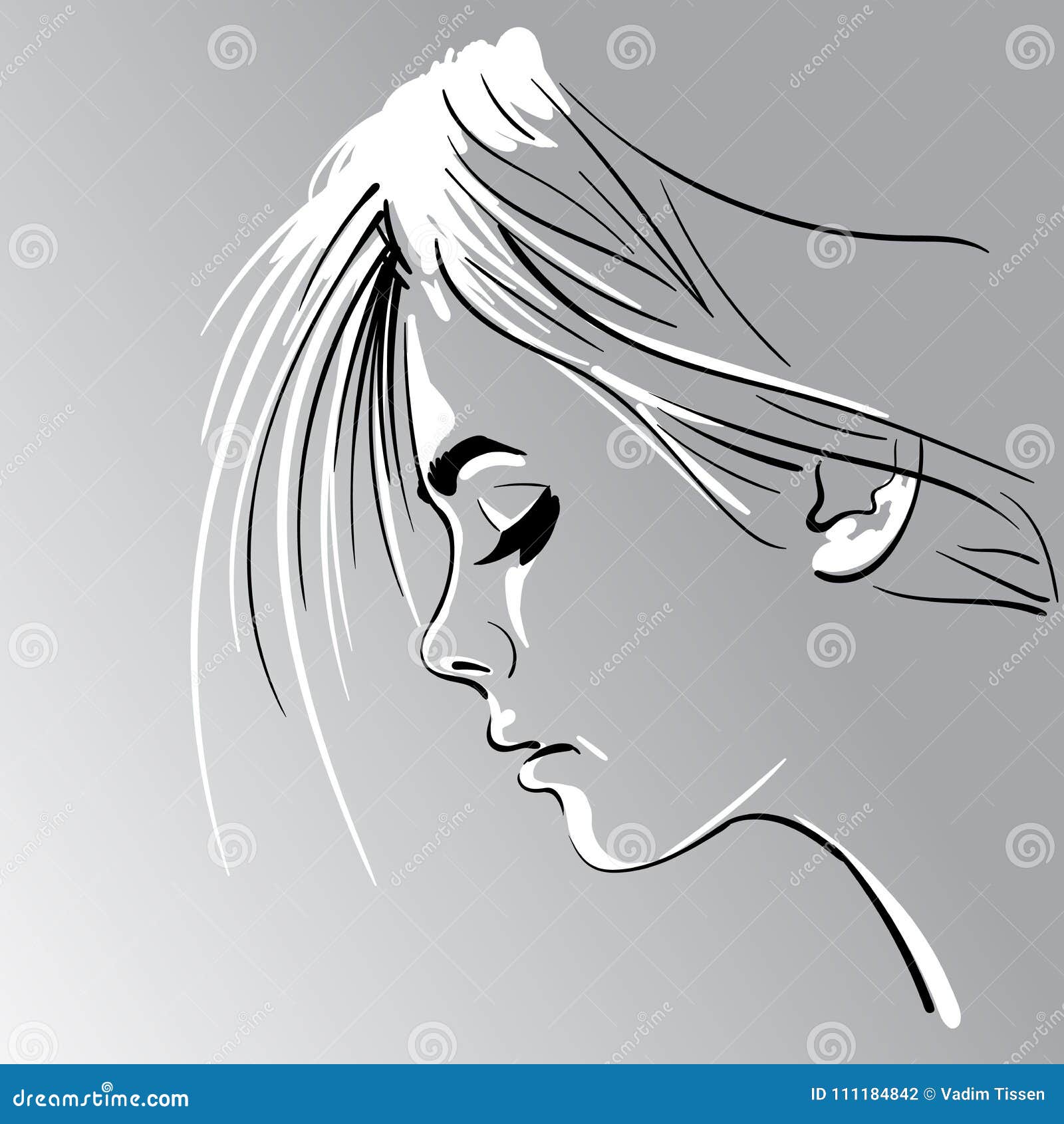 Woman S Face Silhouette in Backlight. Stock Vector - Illustration of ...