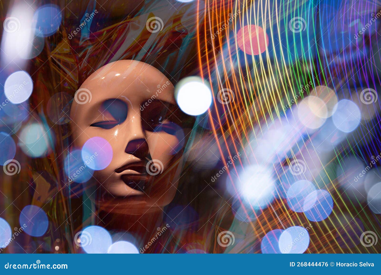 Woman& X27;s Face Surrounded by Lights. Artificial Intelligence Concept ...
