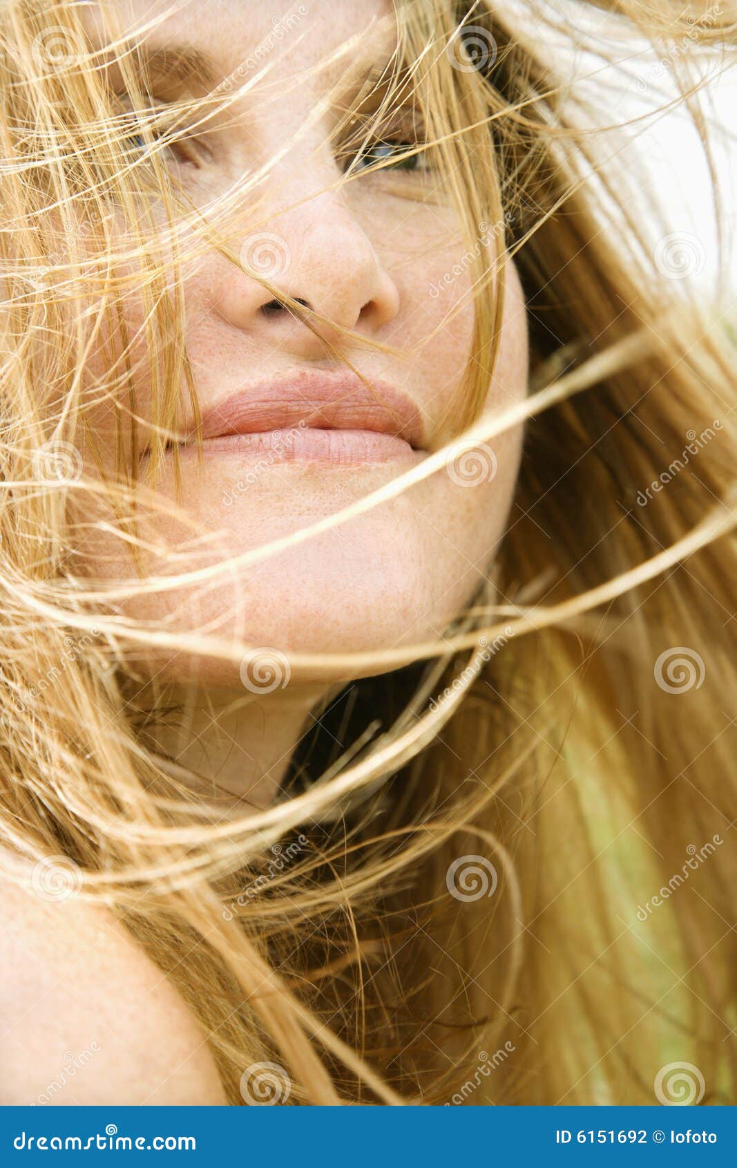 Woman s face in wind. stock photo. Image of shot, person - 6151692