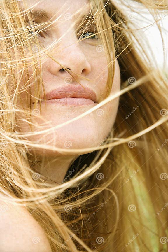 Woman s face in wind. stock photo. Image of shot, person - 6151692