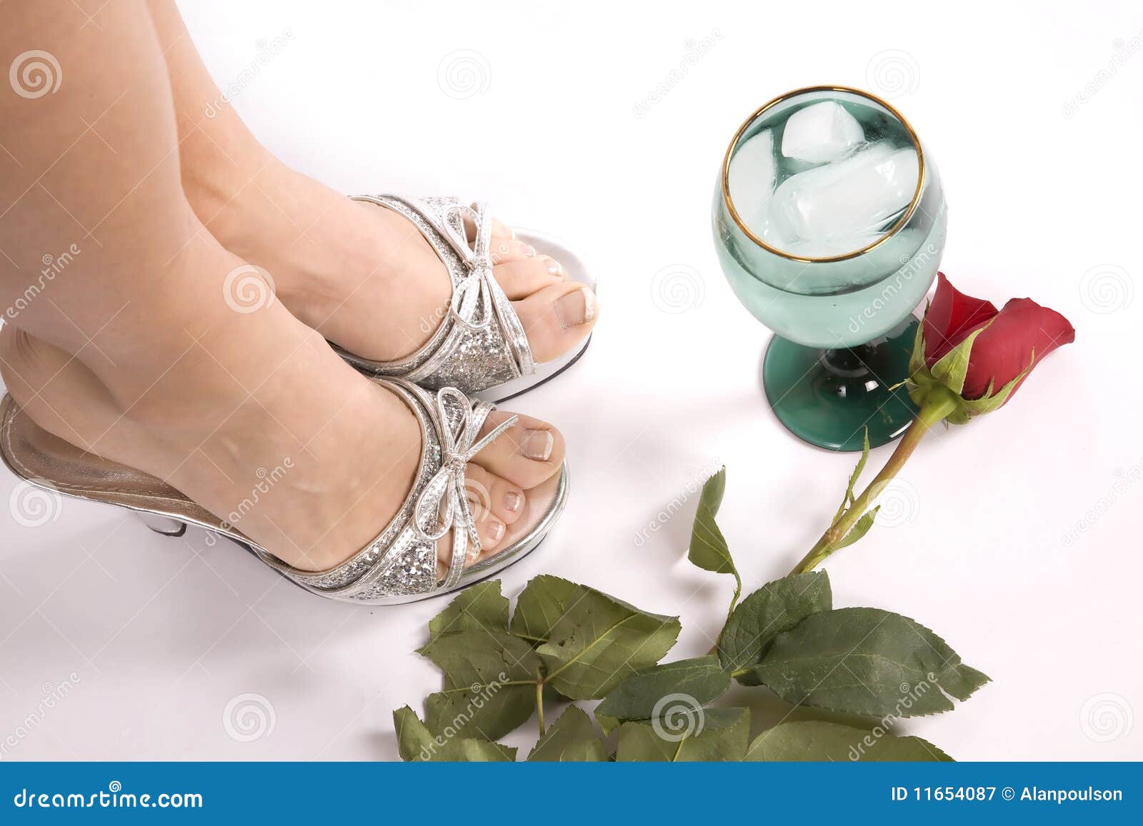 Woman S Feet Rose and Glass Stock Image - Image of nail, foot: 11654087