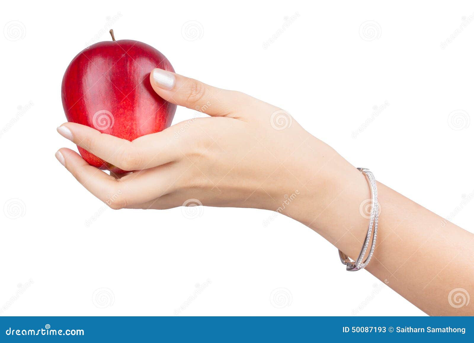 Woman S Hand with an Apple Isolated on White Background. Stock Image ...