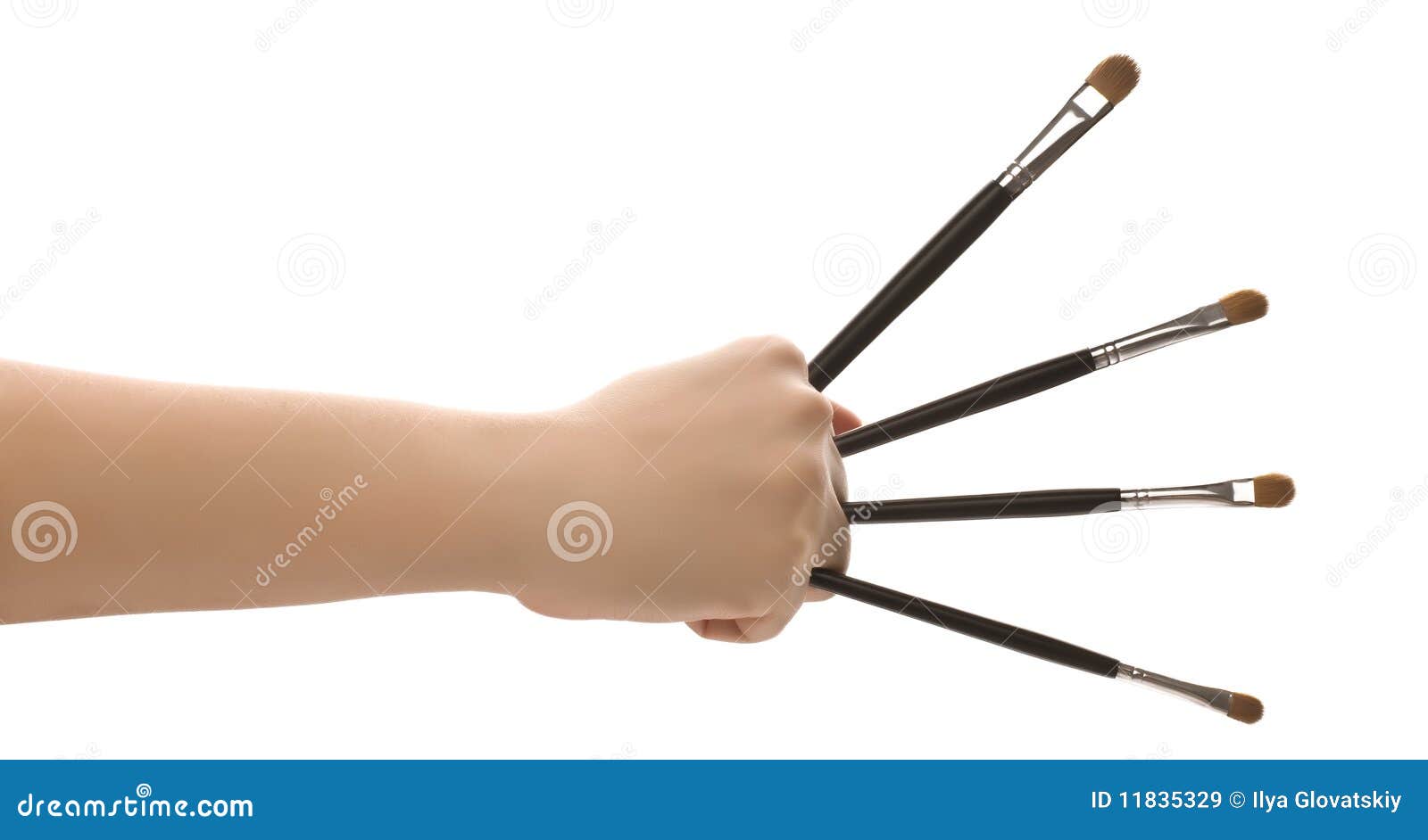 Woman s hand with brushes stock image. Image of cosmetics - 11835329