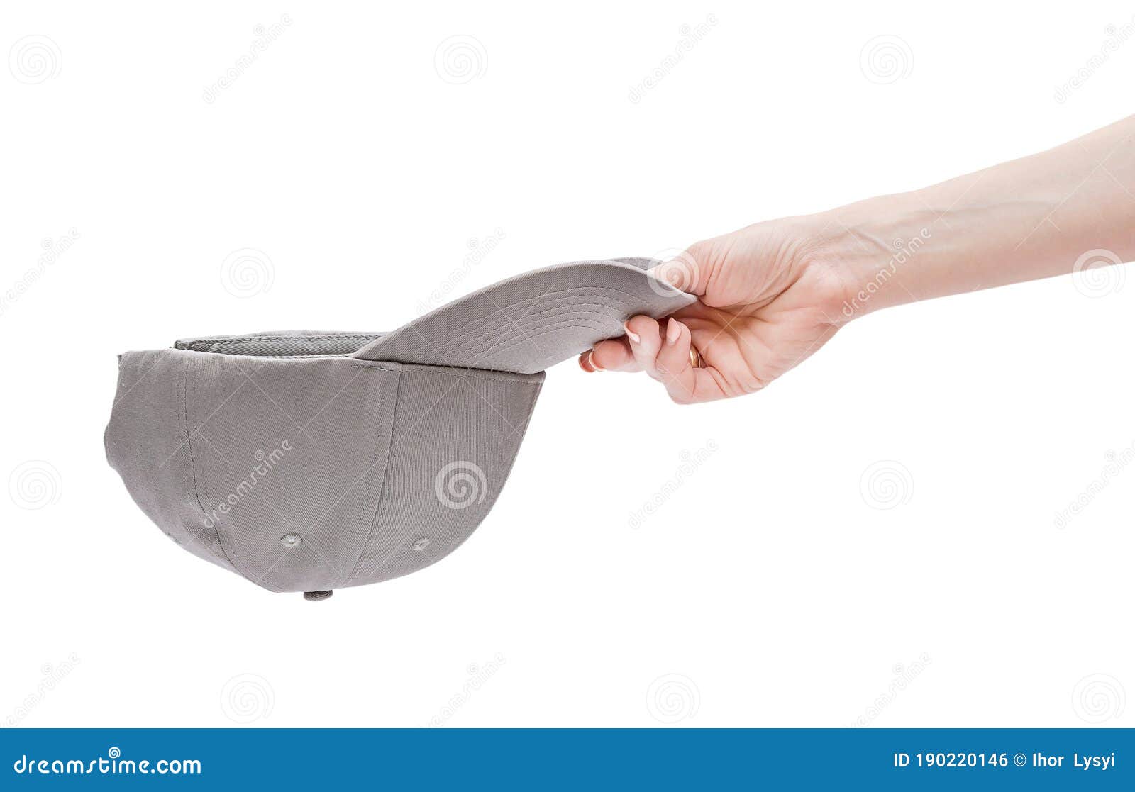 Woman`s Hand Holding Cap. Isolated on White Stock Photo - Image of ...
