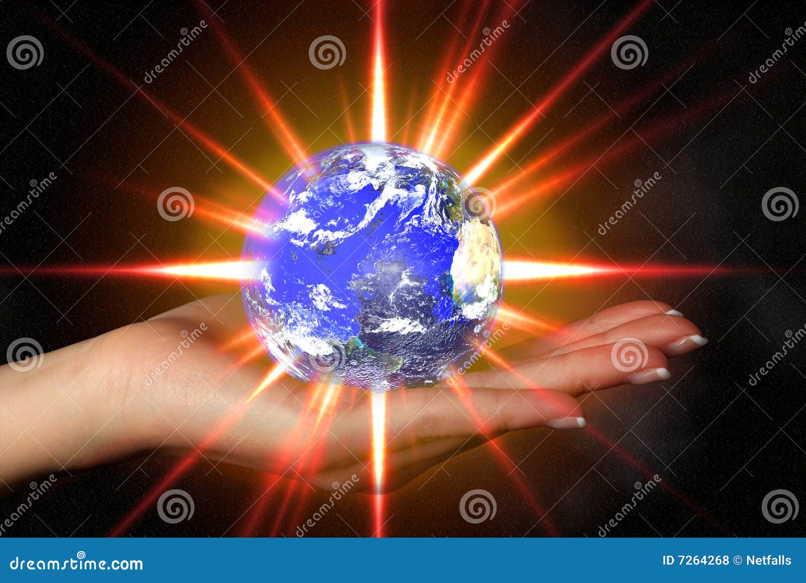 Woman S Hand Holding an Exploding Earth Stock Illustration ...