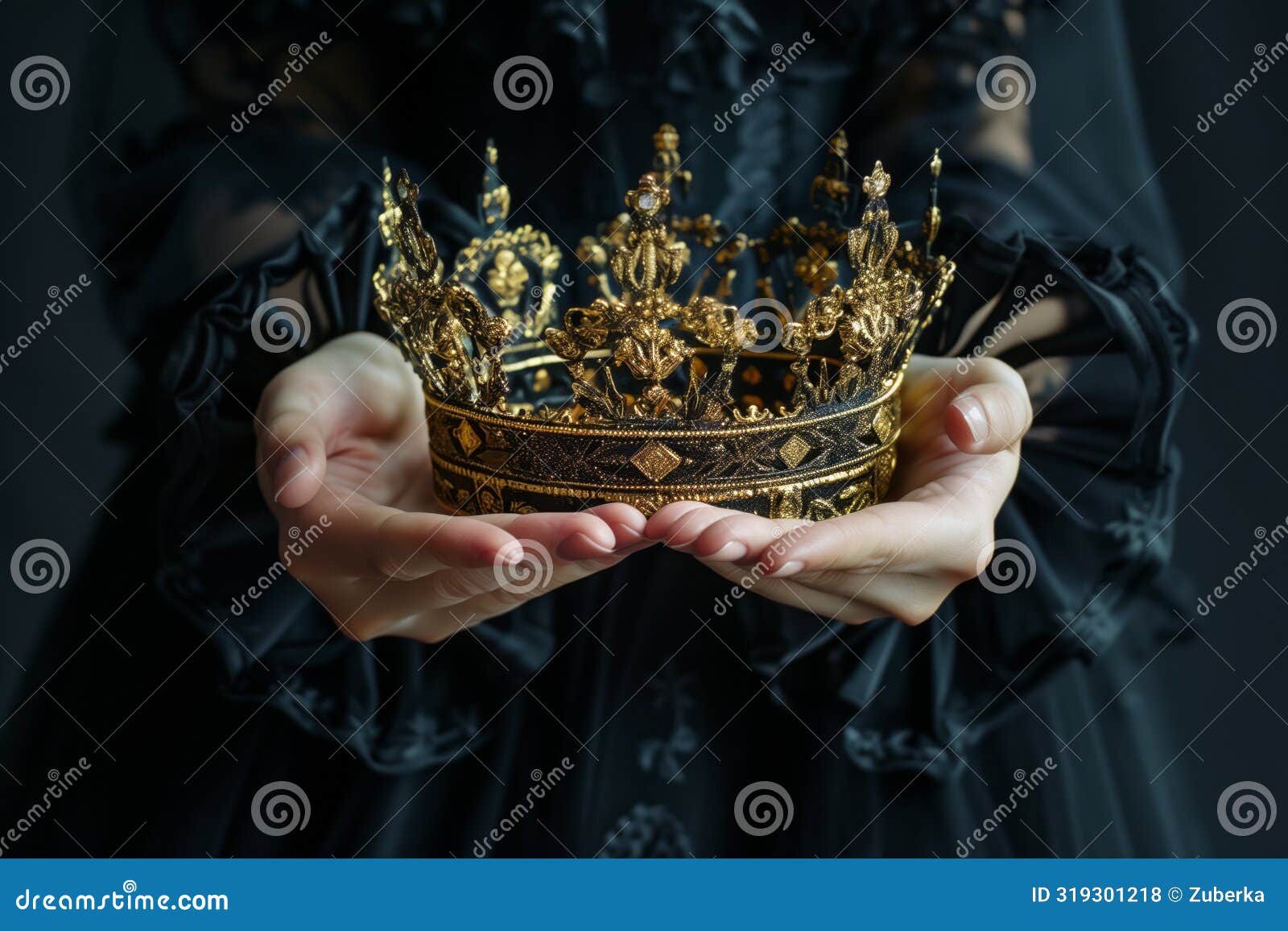 Hand Holding Gold Crown stock illustration. Illustration of widow ...
