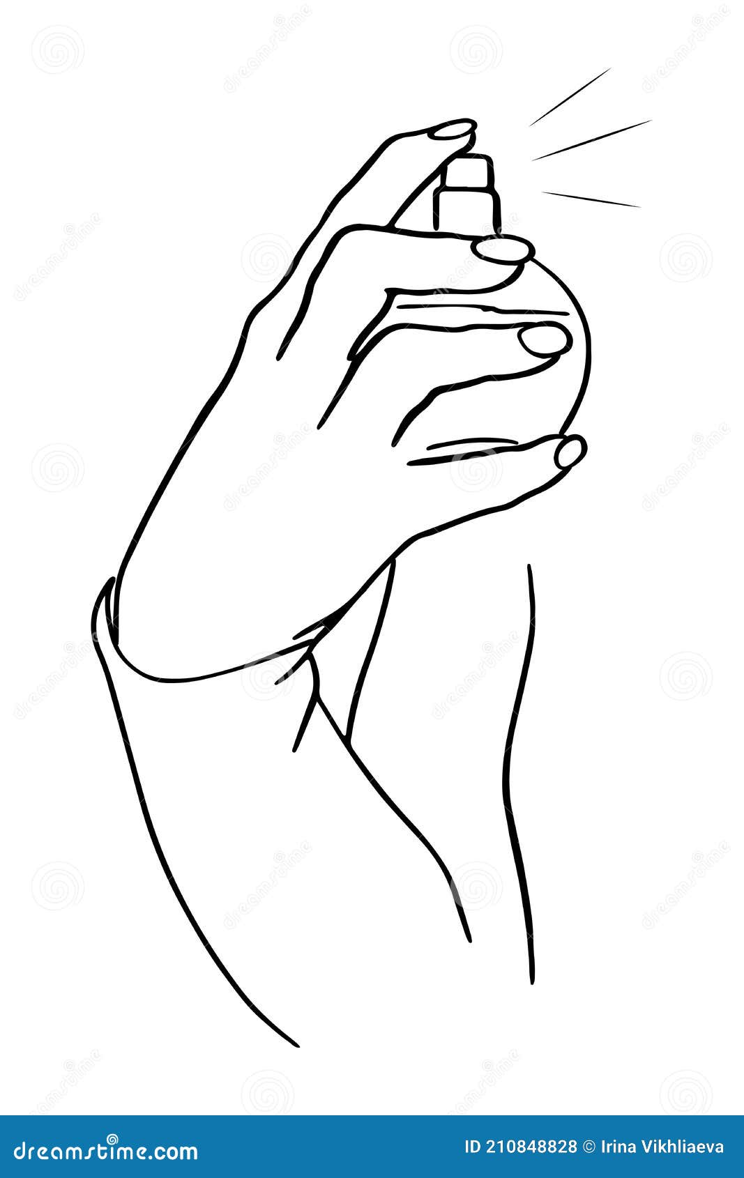 Woman`s Hand Holds Perfume. One Line Vector Image Stock Vector ...