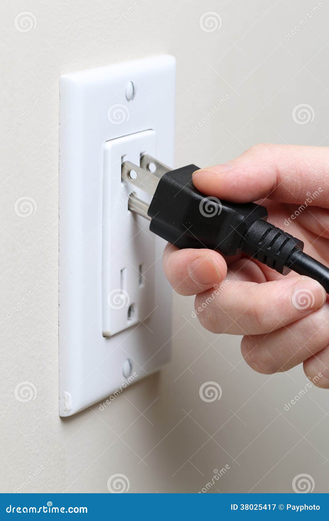 Woman S Hand Inserting an Electrical Plug Stock Image - Image of prongs ...