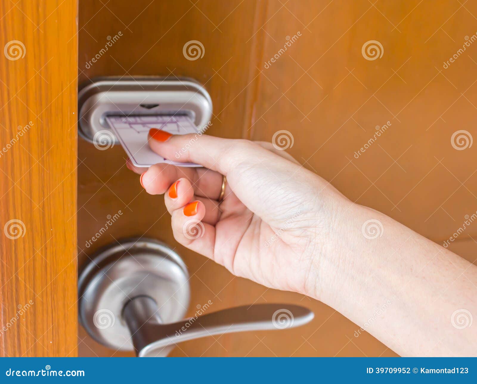Woman S Hand Inserting Key Card Stock Photo - Image of keyless, enter ...