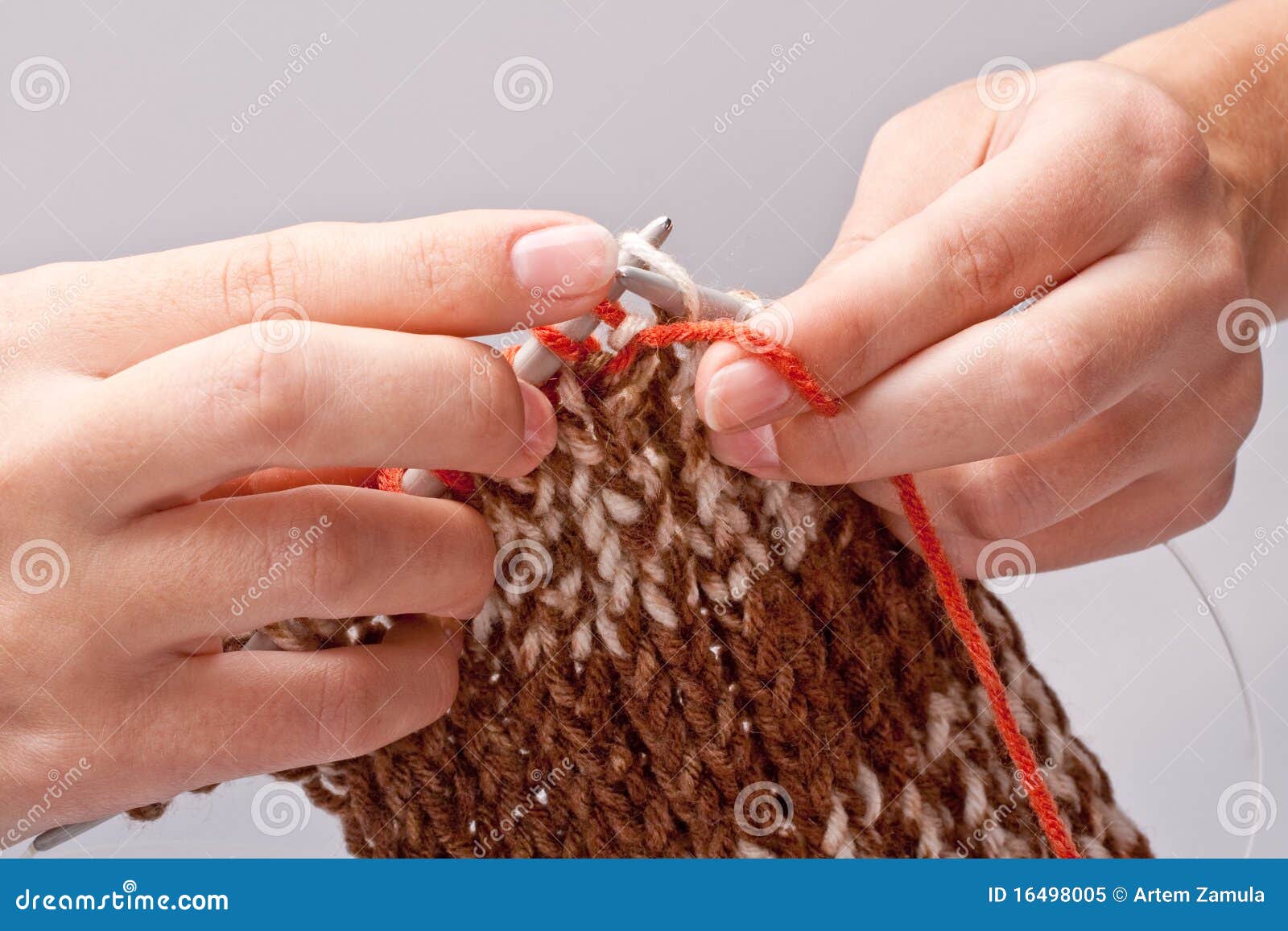 Woman S Hand Knit Knitting Yarn Stock Image - Image of detail, spool ...