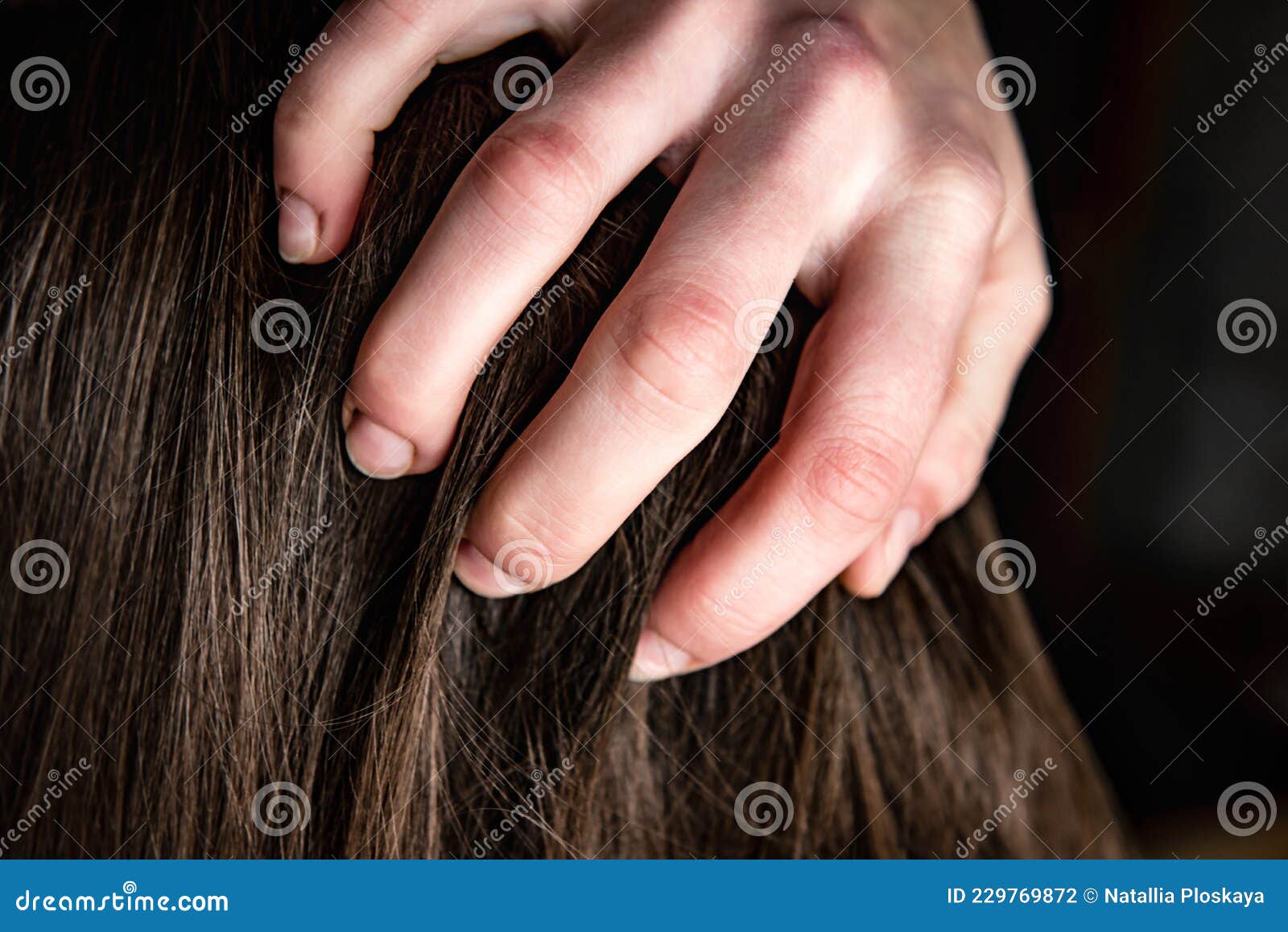 Woman`s Hand Massaging the Scalp. Stock Photo - Image of messy, skin ...