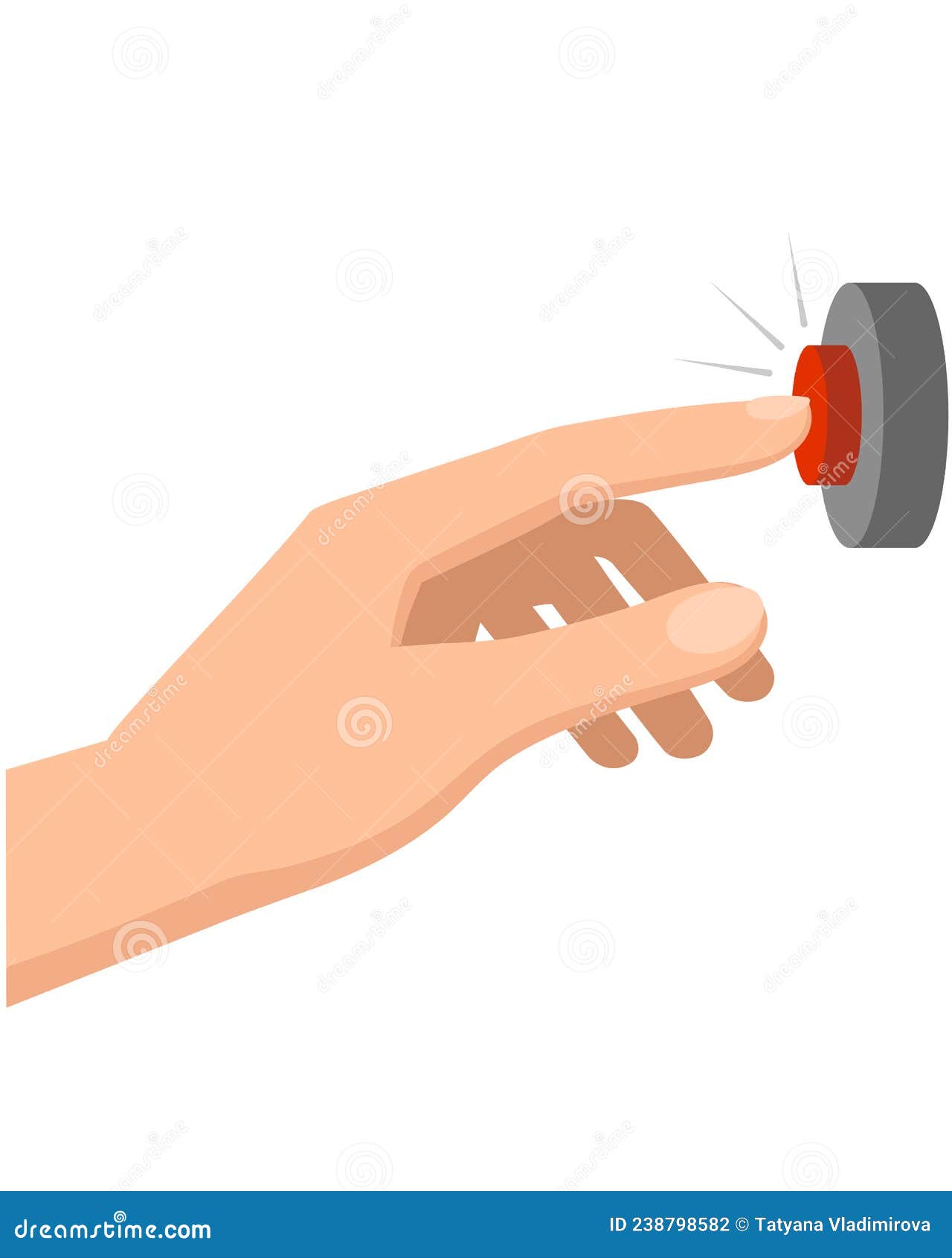 A Woman`s Hand Presses a Button. Stock Vector - Illustration of call ...