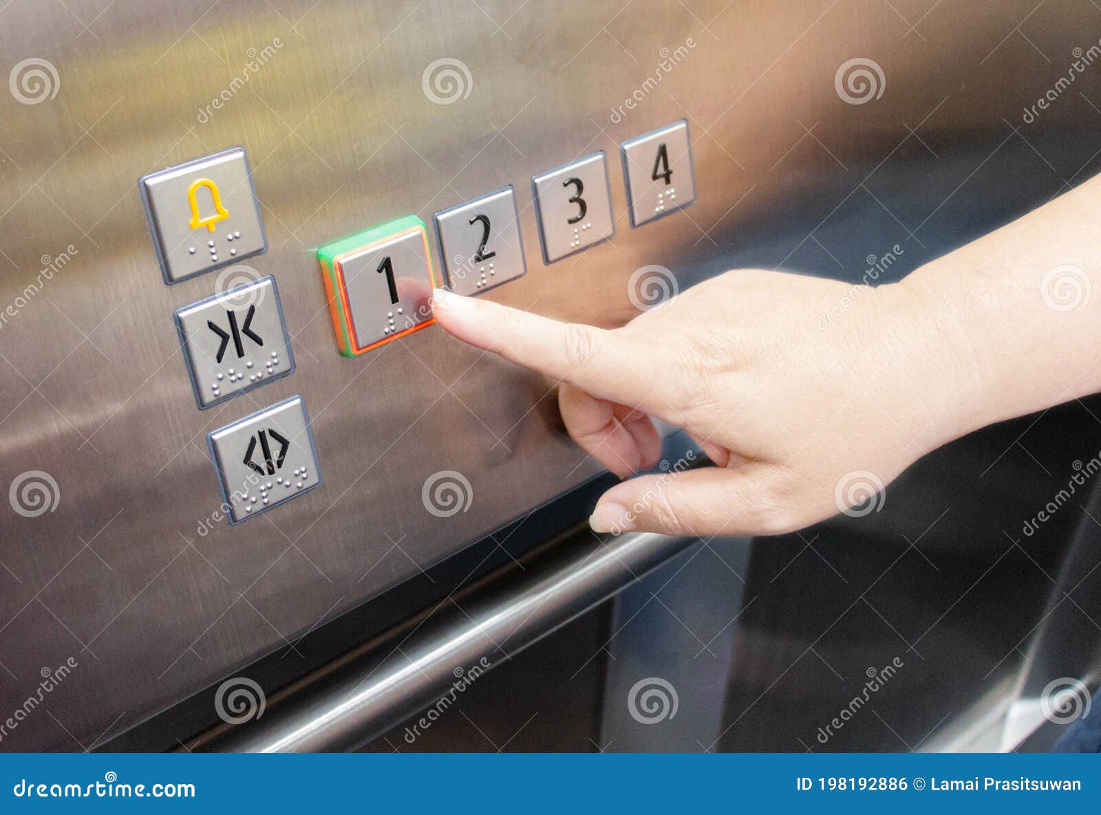 Woman`s Hand Pressing on Elevator Button Stock Photo - Image of ...