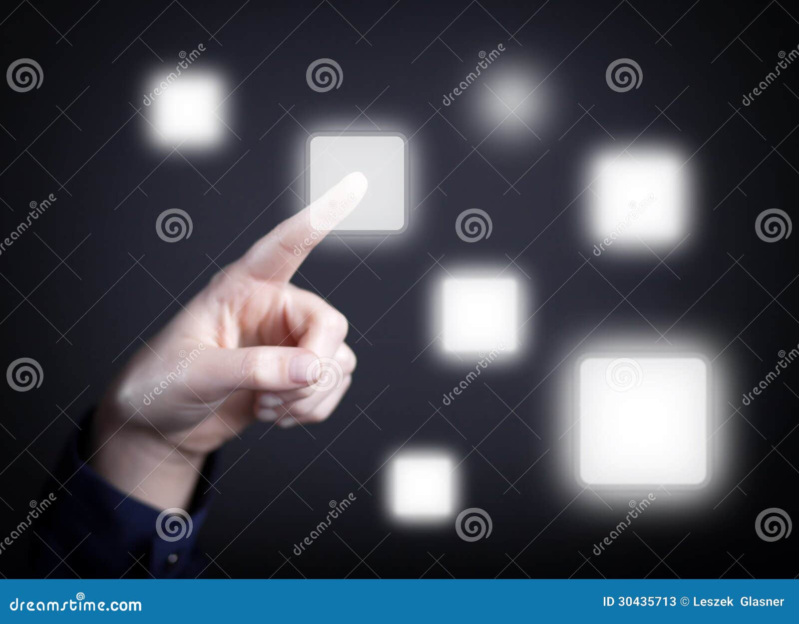 Woman S Hand Pushing the Button on Touch Screen Stock Image - Image of ...