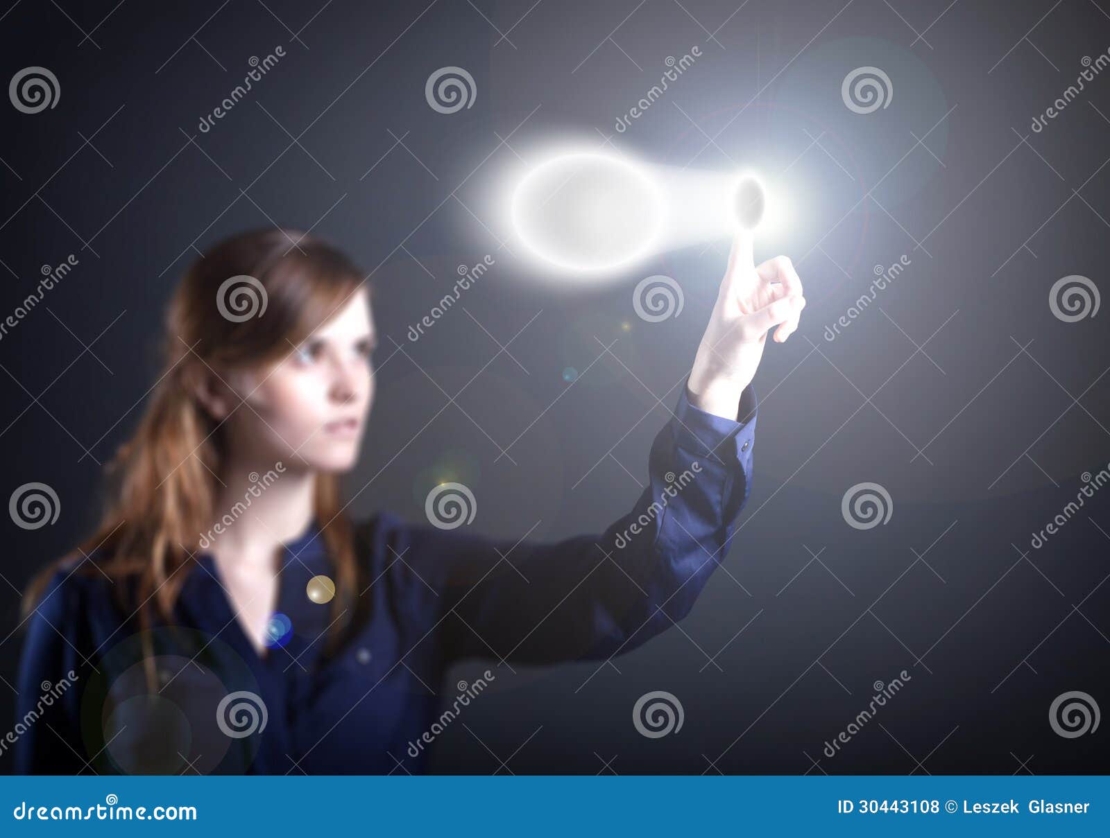Woman S Hand Pushing Button on Touch Screen Stock Photo - Image of ...