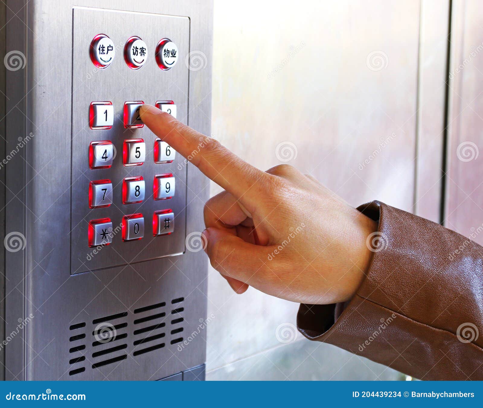 Female Using a Security Keypad Stock Photo - Image of metal, keypad ...