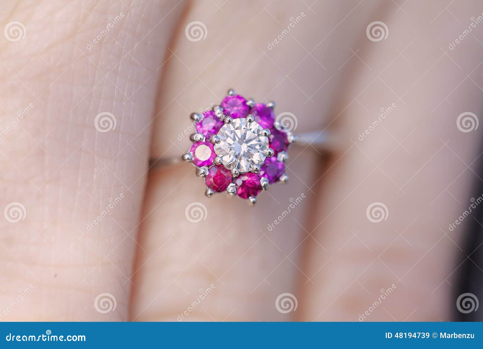 Woman S Hand with a Ruby-Diamond Ring Stock Image - Image of girl, gold ...