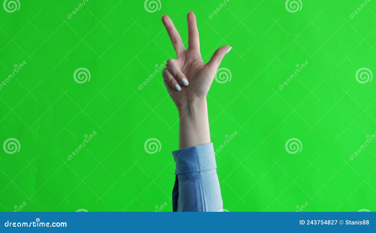 A Woman& X27;s Hand Shows a Hand Gesture Gesture. Green Screen Stock ...