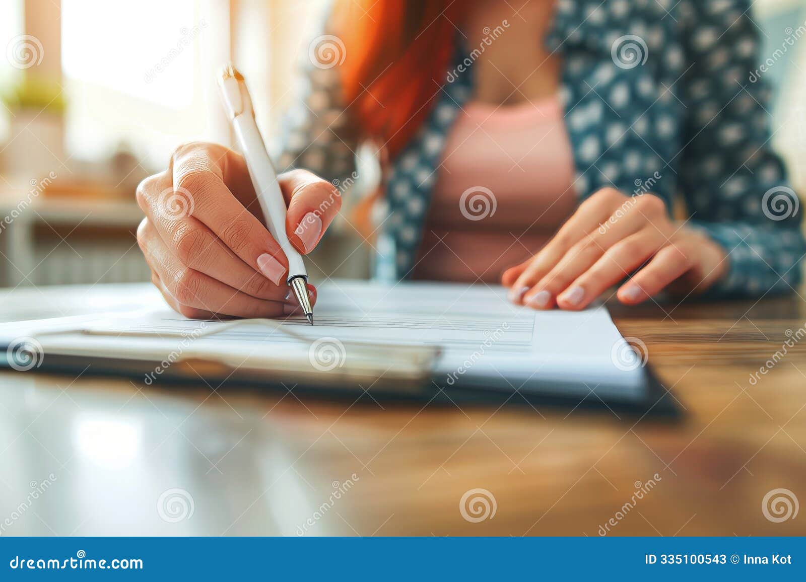 Woman S Hand Signing Document Symbolizing Agreement, Commitment, and ...