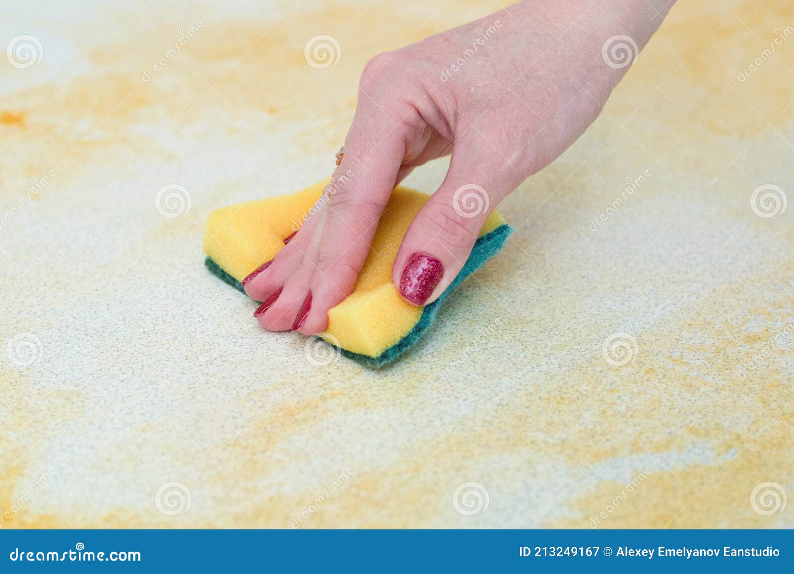 Hand With Red Sponge Wiping Heavily Dirty Surface Royalty-Free Stock ...