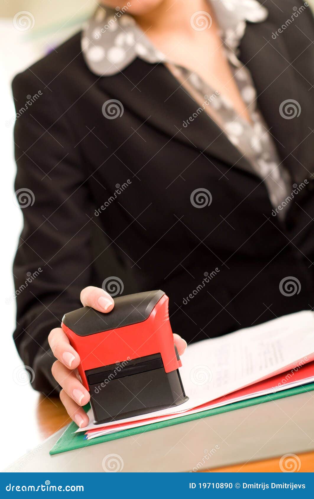 Woman S Hand with Stamping Documents Stock Photo - Image of manager ...