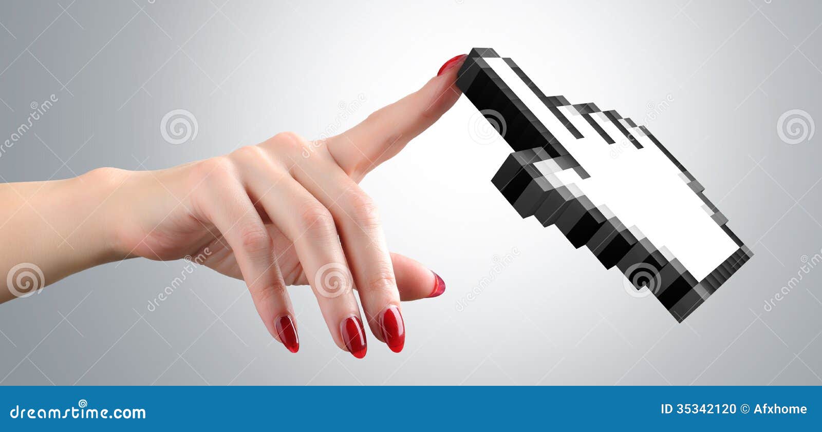 Woman S Hand Touch Cursor Computer Mouse. Stock Illustration ...