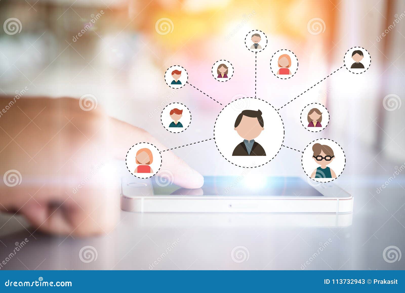 Woman`s Hand Touching on Communication Digital Smartphone. Techn Stock ...