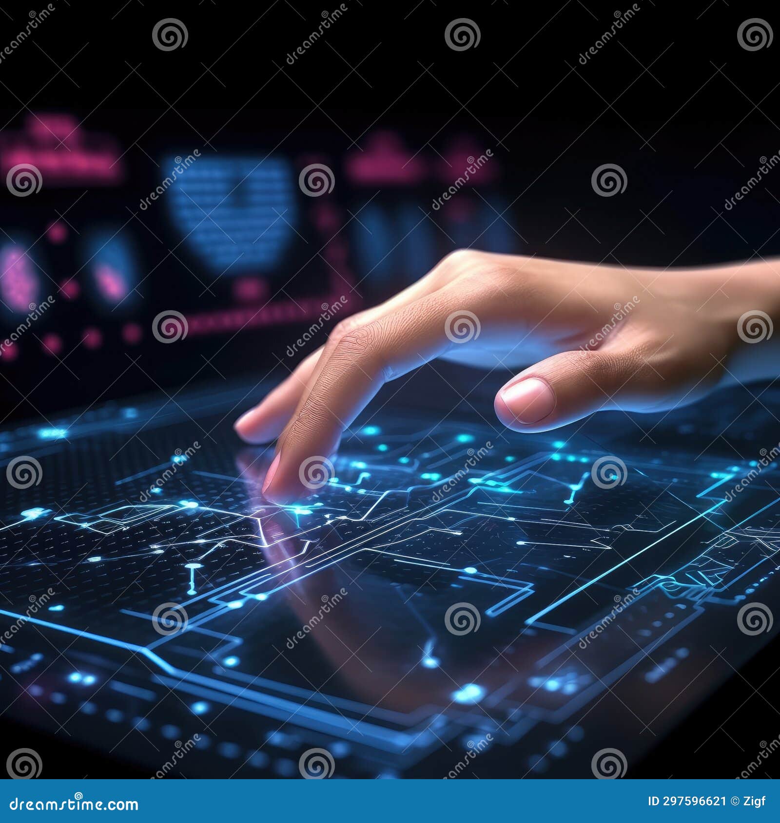 Woman S Hand is Touching Computer Screen Stock Illustration ...