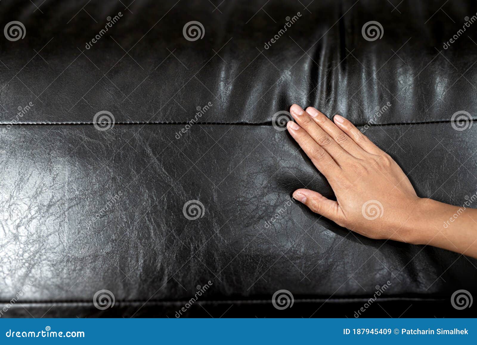 The Woman`s Hand Touching the Surface of the Sofa Stock Image - Image ...