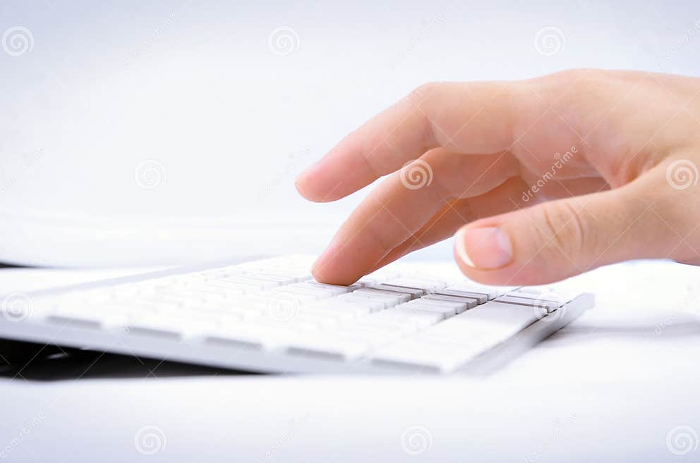 Womans Hand Typing on Computer Keyboard Stock Photo - Image of clerk ...