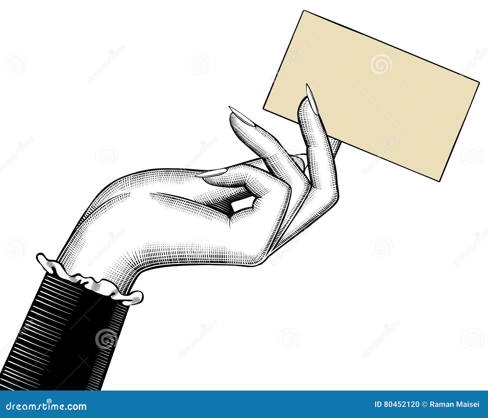 Woman`s Hand with a Visiting Card Stock Vector - Illustration of sign ...