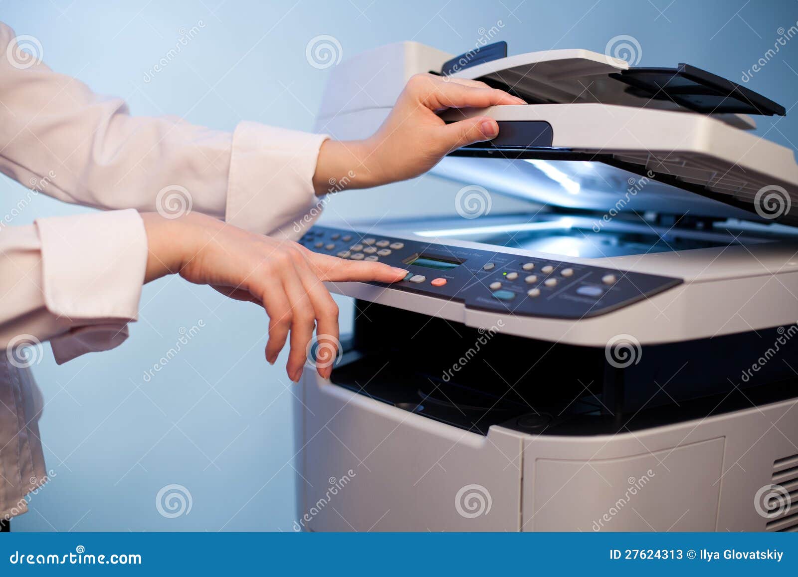 Woman S Hand with Working Copier Stock Image - Image of businesswoman ...
