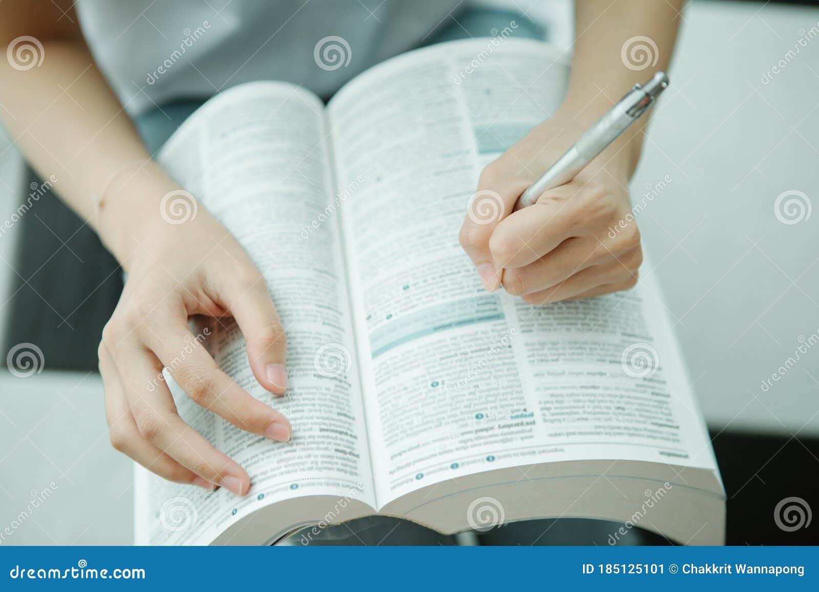 Woman`s Hand Writing on Book, Education Concept Stock Image - Image of ...