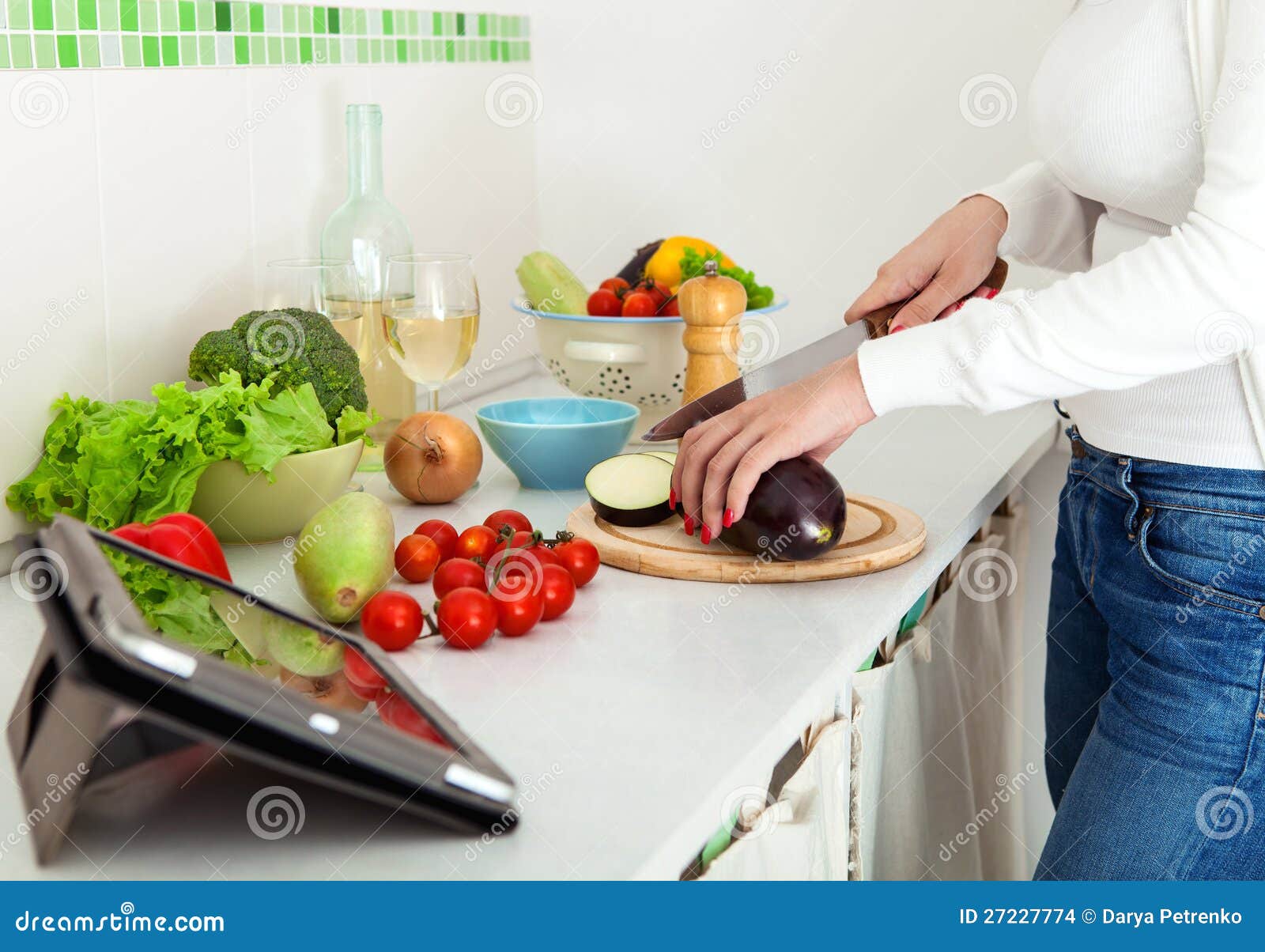 Woman S Hands Cutting Vegetables Stock Photo - Image of eggplant, human ...