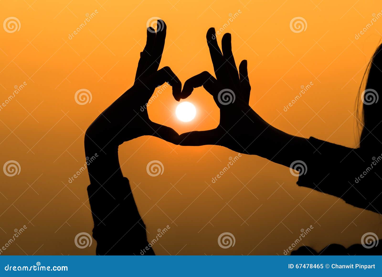 Woman S Hands Forming a Heart Shape with Sunset Silhouette Stock Image ...