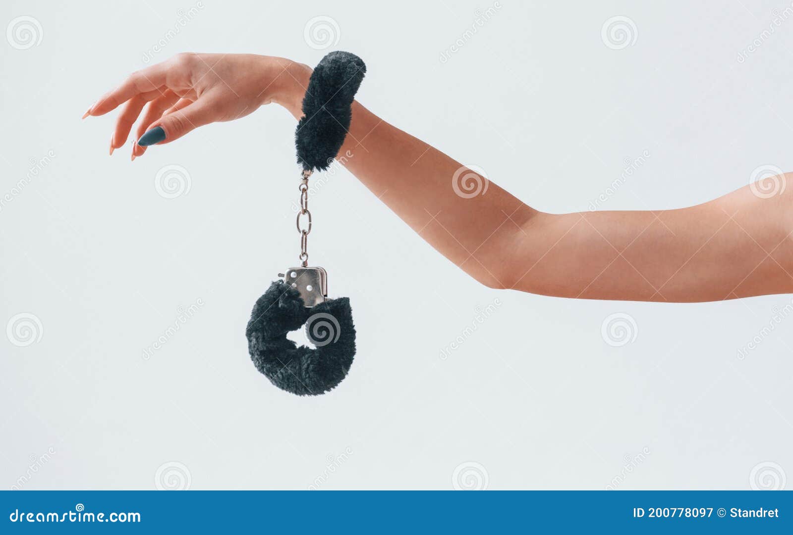 Woman`s Hands with Handcuffs is in the Studio. Conception of Intimacy ...